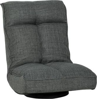 HOMCOM Fauteuil de Sol Pliable pivotant &agrave; 360&deg;, Chaise de Sol rembourr&eacute; avec Dossier r&eacute;glable en 5 Positions et Assise Large, canap&eacute; Paresseux en Lin pour Sa