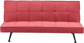 Beliani 3-Sitzer Sofa mit Schlaffunktion Stoff rot Schlafsofa ohne Armlehnen Hasle