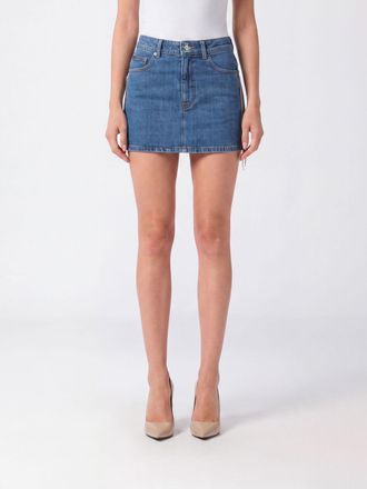 Philipp Plein Mini-jupe crayon en denim de coton avec strass et logo Hexagon