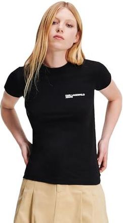 Karl Lagerfeld Karl Lagerfeld Jeans, Femme, T-Shirt Slim À Manches Courtes Essentail Avec Petit Logo, Coupe Slim, Noir, XL