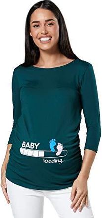 Happy Mama Femme Tee Shirt Grossesse Humour à imprimé Petits petons. 549p (Vert Foncé, 42-44, XL)