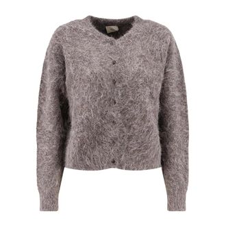 Alysi Rippstrick-Cardigan mit Rundhalsausschnitt - - Knitwear - Damen - Grau - XS