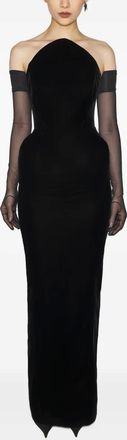 MUGLER robe longue &agrave; &eacute;paules d&eacute;nud&eacute;es - Noir