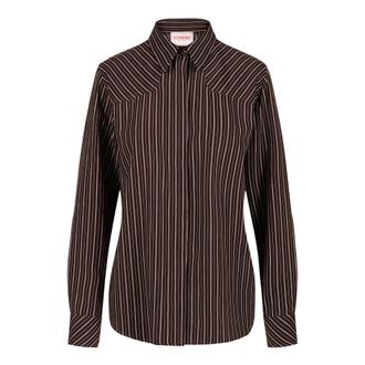 Iceberg Femme, Blouses et Chemises, Brun, Taille: 38 FR Comfort Fit Pinstripe Viscose Shirt