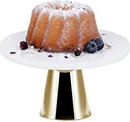 Echtwerk stilvolle Tortenplatte aus Marmor, Kuchenplatte mit Standfuß, Gebäckständer zum Servieren von Speisen, Obst, Käse und Desserts, Tortenständer für Part