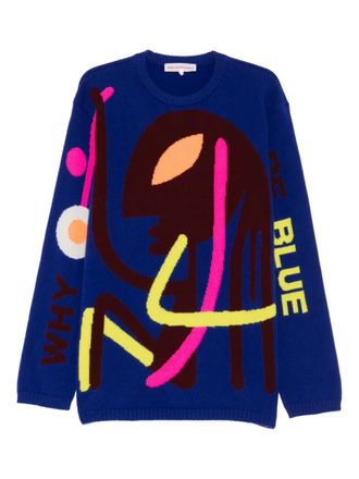 Walter Van Beirendonck pull Why Be Blue &agrave; col rond - Bleu