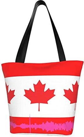 AOOEDM Sac fourre-tout Drapeau canadien Sacs &agrave; provisions Petit sac de march&eacute; r&eacute;utilisable Sacs fourre-tout de plage Sacs de voyage