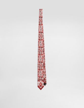 Dolce & Gabbana Krawatte Aus Seide Mit Maiolika-print - Mann Krawatten Und Einstecktuch Mehrfarbig Pz