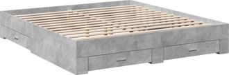 Generic Klassischer Doppelbettrahmen mit Schublade und Stauraum - Beton, Holzwerkstoffe und Sperrholzlatten f&uuml;r Jugendliche und Erwachsene (180 x 200 cm)