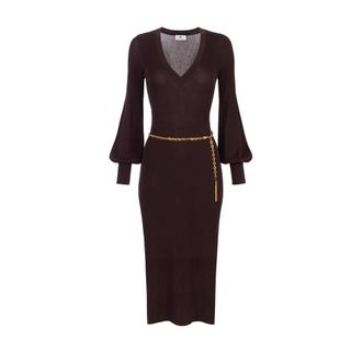 Elisabetta Franchi Femme, Robes, Violet, Taille: 44 FR Robe en maille de viscose et soie avec ceinture