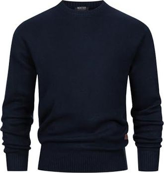 Indicode INTrax Pull en tricot fin &agrave; col rond pour homme - Pull en tricot pour homme, Sky Captain, M