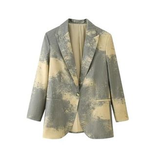 Generic Blazer décontracté à manches longues et à revers simple imprimé pour femme, jaune, XS