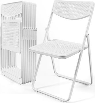 Generic Bequeme Kunststoff-Klappstühle mit atmungsaktivem Mesh-Sitz und stabilem Metallrahmen unterstützt 350lbs. Perfekt für Innen- und Außenbereich, Veranst