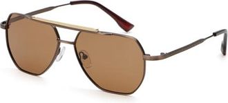 Generic Lunettes De Soleil Tendance &Agrave; Monture M&eacute;tallique Large For Hommes Et Femmes, Protection UV400, Id&eacute;ales For Les Photos De Plage Et De Vacances.(Brown)