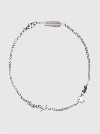 Saint Laurent Bracelet en laiton avec monogramme YSL et strass