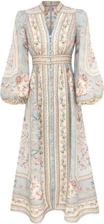 Zimmermann Femme, Robes, Bleu, Taille: 32 FR Roselight Plunge Midi Dress
