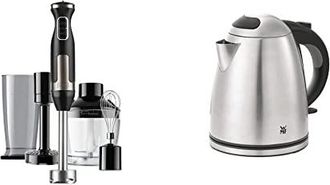 Black+Decker BXHBA1500E Stabmixer, 1500, Edelstahl & WMF Stelio Wasserkocher Edelstahl 1,2l, elektrischer Wasserkocher mit Kalk-Wasserfilter, 2400 W, Wasserstandsa