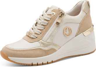 Marco Tozzi Marco Tozzi Damen Sneaker weiches Feel Me Wechselfu&szlig;bett weiches Innenfutter Modisch, beige (Cream Comb), 41 EU