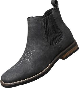 Generic Bottines de cowboy western &agrave; bout carr&eacute; pour homme - Brod&eacute;es - Style d&eacute;contract&eacute; - Pour f&ecirc;te, mariage, Noir, 42 1/3 EU