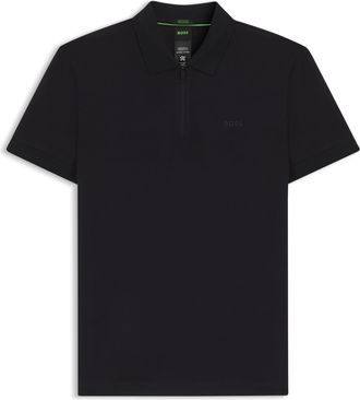 BOSS Herren Philix Pima Poloshirt aus strukturierter Baumwolle mit Reißverschluss am Kragen Dunkelblau402 XL