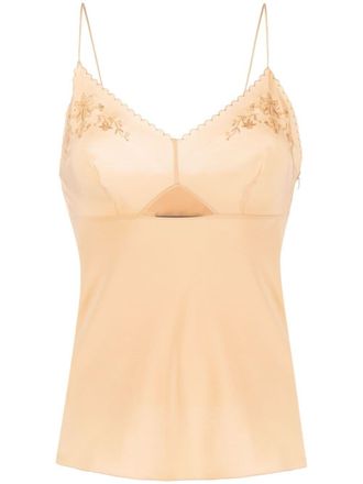 Alberta Ferretti caraco &agrave; fleurs brod&eacute;es - Tons neutres