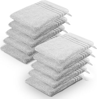 La Vida Premium Waschhandschuh-Set 10-teilig Wei&szlig;, 100% Frottee-Baumwolle, 480g/m&sup2;, weich und saugstark, f&uuml;rs Badezimmer, Oeko-Tex 100 Zertifiziert, 10x Wasch