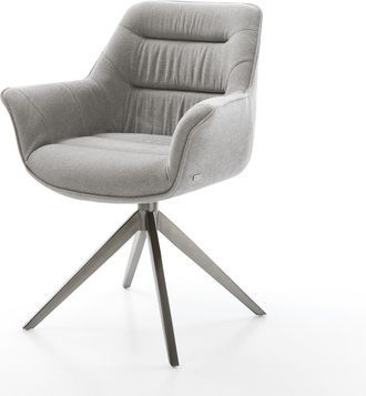 DELIFE Drehstuhl Kaira-Flex Strukturstoff Soft Grau Kreuzgestell breit Graphit 360&deg; drehbar Wippfunktion, Esszimmerst&uuml;hle