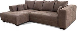 Cavadore Cavadore Ecksofa Mavericco / XXL Eckcouch Inkl. Rückenkissen und Zierkissen / Longchair links / Industrial Style / 285 x 69 x 170 (BxHxT) / Mikrofaser