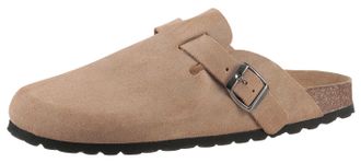 Man's World Clog MANS WORLD, Herren, Gr. 42, beige, Veloursleder, Schuhe Clog, Schlappen, Sommerschuh, Hausschuh mit vorgeformtem Fu&szlig;bett