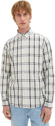 Tom Tailor Herren 1034891 Hemd, 31169 - Off White Navy Check, XL
