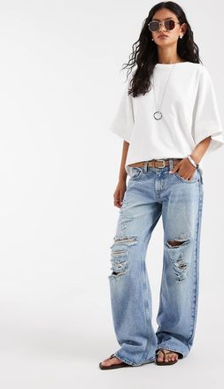 Free People Atlas Oversize-Top mit Dolman-&Auml;rmeln in Ivory-Wei&szlig;