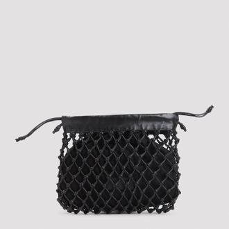Frankie Shop Morgan Petite pochette en cuir macram&eacute;