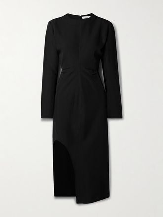 Co Midikleid Aus Crêpe Mit Falten - Schwarz