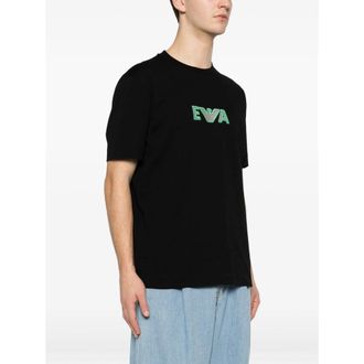 Emporio Armani Logo-Embroidered T-Shirt - Black