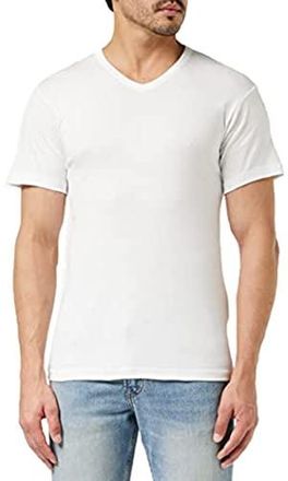 Athéna Lot de 4 T-shirts Homme Col V - 100% Coton Bio - Label OEKO-TEX - Maillots de Corps Certification GOTS - Hypoallergénique, Manches Courtes - Blanc, 3 