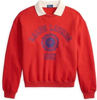 Polo Ralph Lauren Sweat &agrave; col classique en coton m&eacute;lang&eacute;