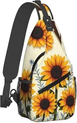 Generic R&eacute;glable Sacoche Homme Bandouliere Tournesol r&eacute;tro Sacs Poitrine Durable Sac DEpaule pour Femme Voyage Camping