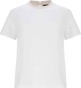 Fabiana Filippi Femme, Tops, Blanc, Taille: 36 FR T-shirt avec fil diamant&eacute;
