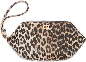 Ganni Leopard Print Wristlet Make Up Bag