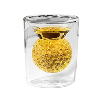 Generico Golfgas - Glasbecher in Golfballform, doppelwandige, runde Gl&auml;ser | kreative Neuheit f&uuml;r Golfliebhaber, Glasverkostungsbrille, Set