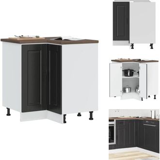 vidaXL Küchen-Eckunterschrank Porto Schwarz Holzwerkstoff - Kücheneckunterschrank - Kücheneckunterschränke - Eckunterschrank - Küchen-Eckunterschrank