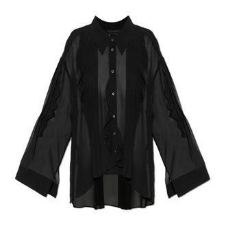 AllSaints Femme, Blouses et Chemises, Noir, Taille: 40 FR Chemisier Minna &agrave; Volants Transparents