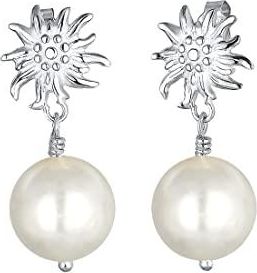 Elli Boucles doreilles Femme Boucles doreilles Edelweiss Dirndl avec perle de coquille en argent sterling 925
