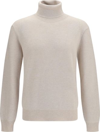 Brioni Wool and Cashmere Turtleneck Sweater - Beige