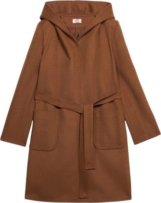 Oltre Femme, Manteaux, Brun, Taille: 46 FR Manteau &agrave; Capuche avec Ceinture