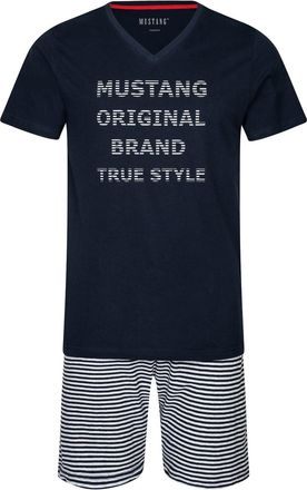 Mustang Jeans Short Set Schlafanzug Nachtw&auml;sche Pyjama Oeko-TEX Standard 100 f&uuml;r M&auml;nner