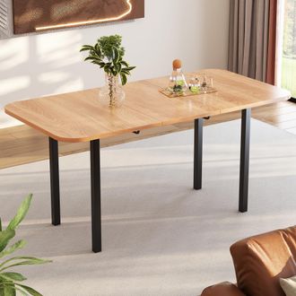 Merax Esstisch, Ausziehbar Esszimmertisch, Moderner K&uuml;chentisch mit hochfeste Legierungsst&uuml;tze, f&uuml;r Wohnzimmer und Esszimmer, f&uuml;r 4-6 Personen, 120/160L x 8