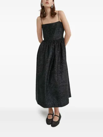 Stine Goya Midikleid mit eckigem Ausschnitt - Schwarz