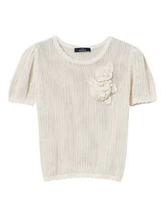 Twin-Set pull à appliqués fleurs - Blanc