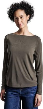 Street One A322600 T-Shirt Aspect Soie avec Inscription, Marron mouddy, 42 Femmes